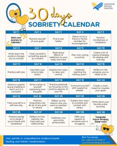 30-Day Sobriety Calendar - Horizon Rehab Center
